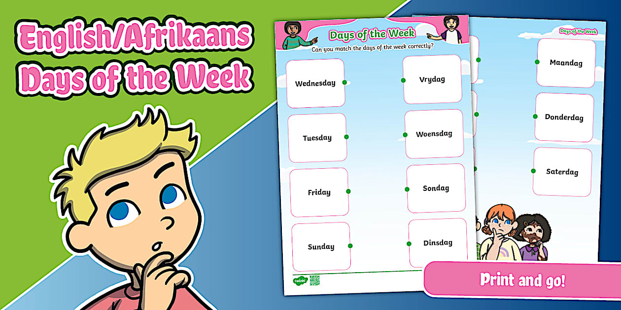 Foundation Phase Home Language - Afrikaans/English Days of the Week ...