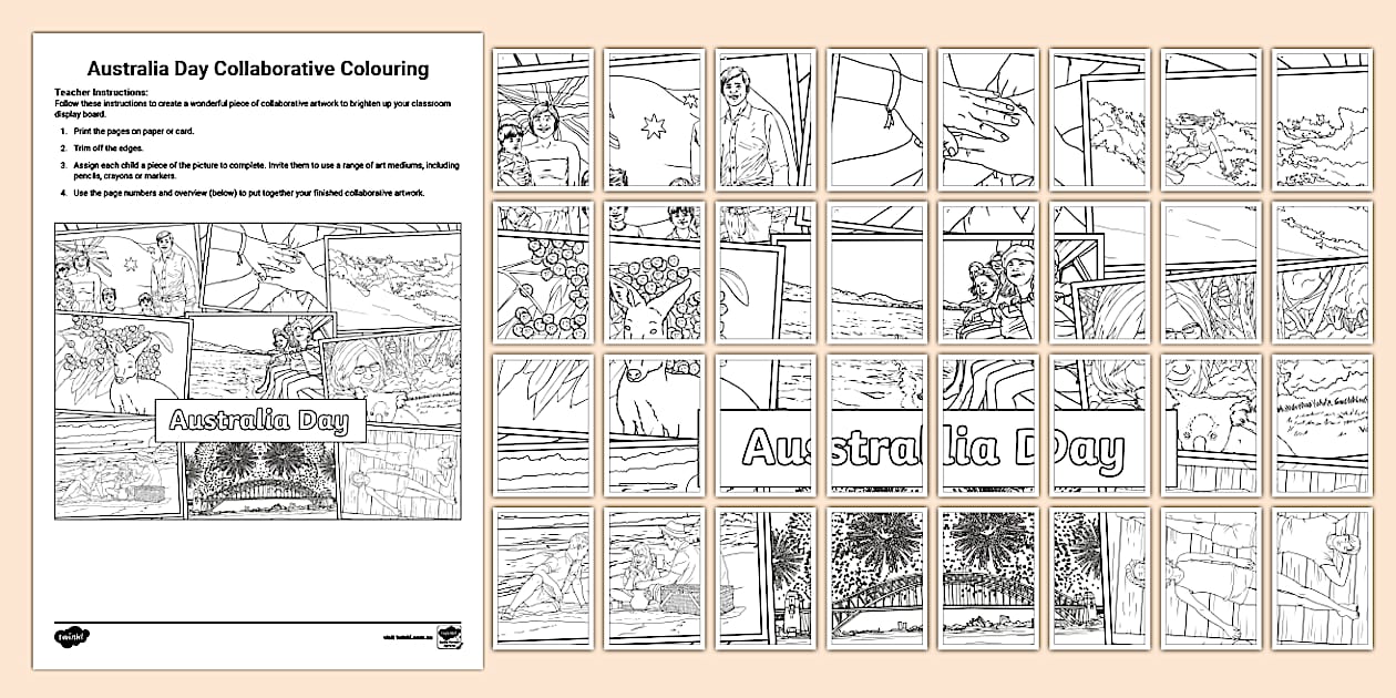 Australia Day Collaborative Colouring
