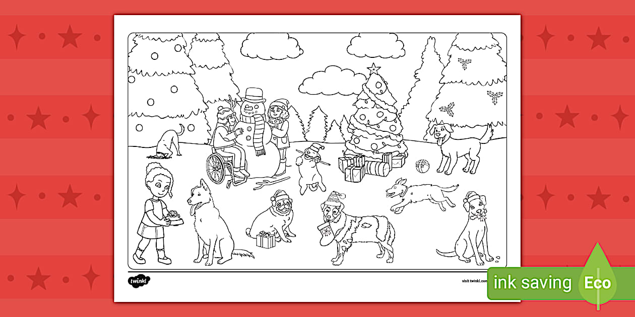 Christmas Dog Colouring