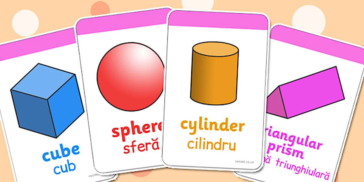 3D Shape Cards Romanian Translation (Teacher-Made) - Twinkl