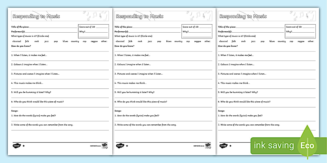 Responding to Music - Differentiated Activity (teacher made)