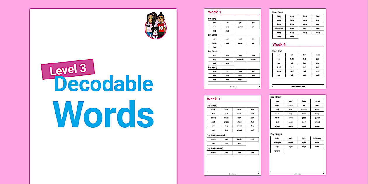 Level 3 Decodable Word Booklet