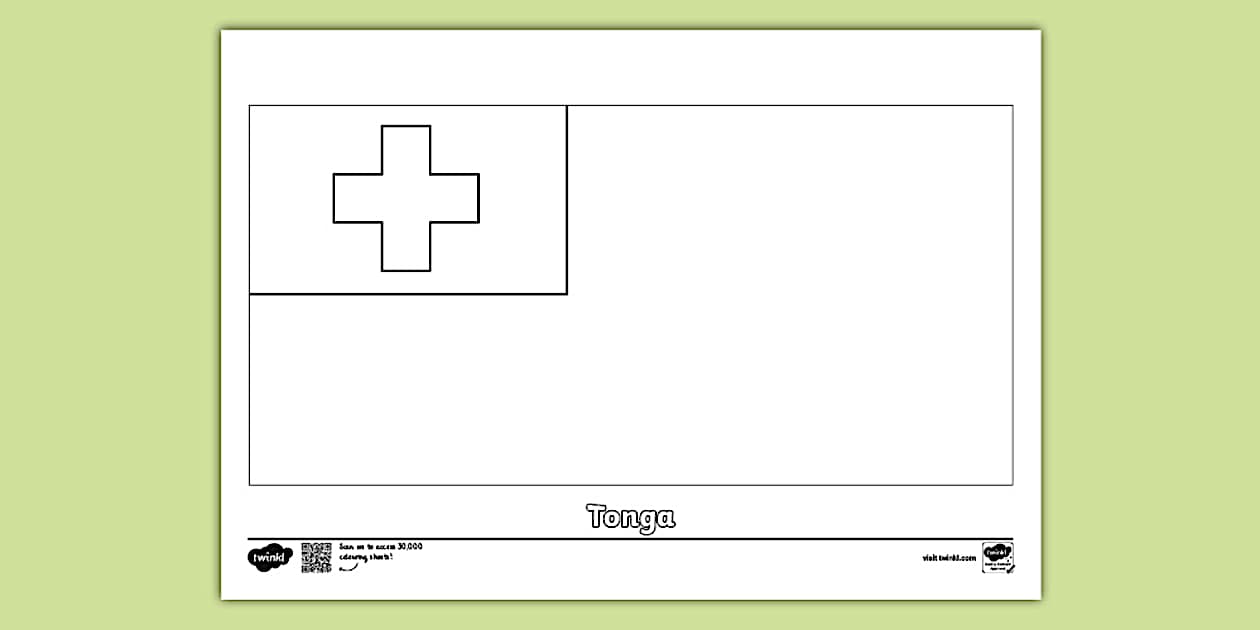 Tonga Flag Colouring Sheet - Twinkl Geography (teacher made)