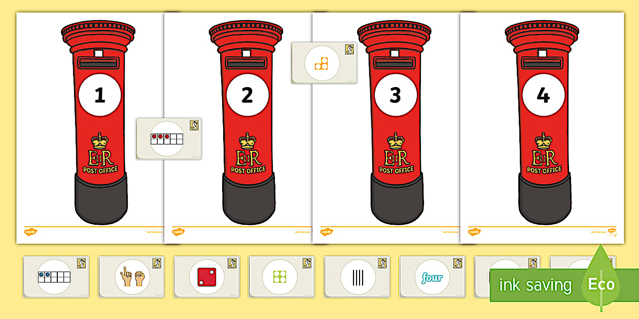 Post Office Representing Numbers 1-10 Sorting Activity
