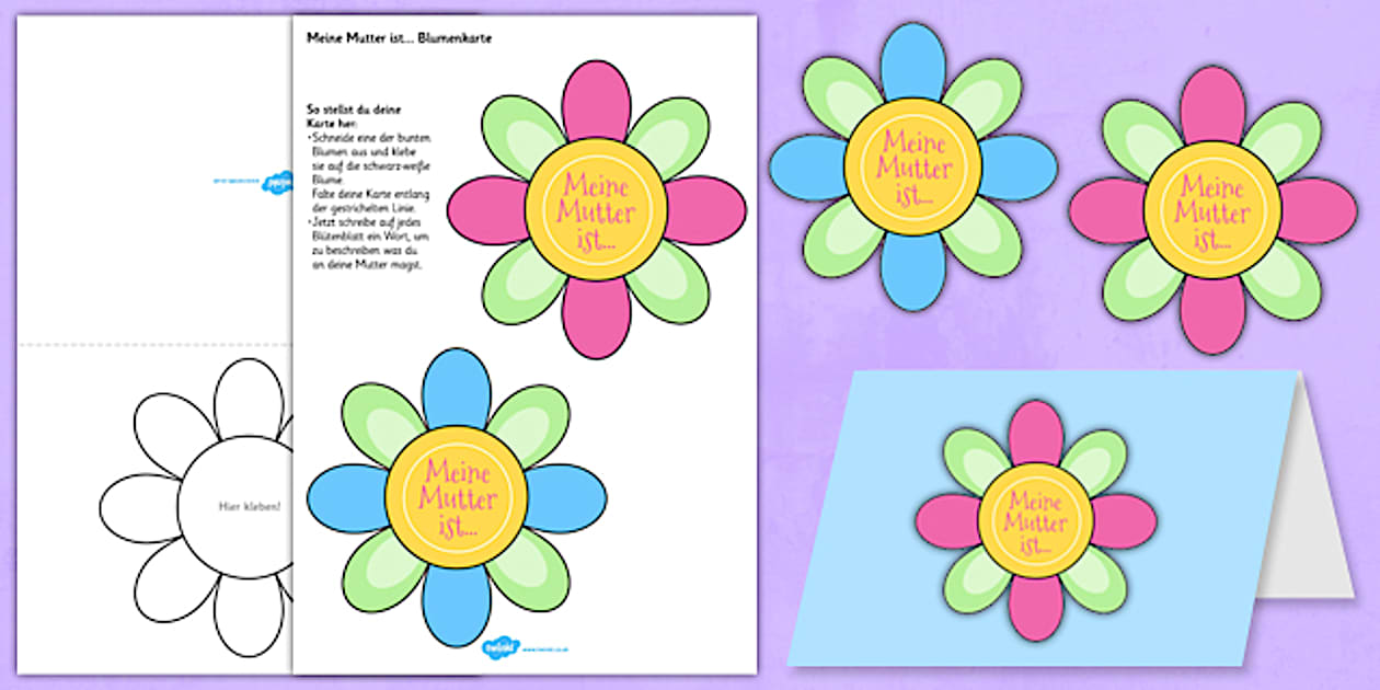Mother's Day Flap Flower Card - German - Twinkl