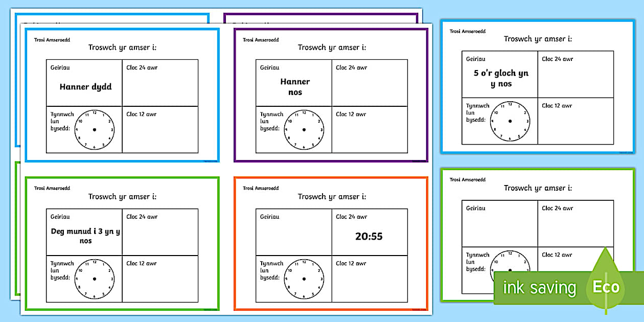 Editable Trosi Amser Cardiau Her (teacher made) - Twinkl
