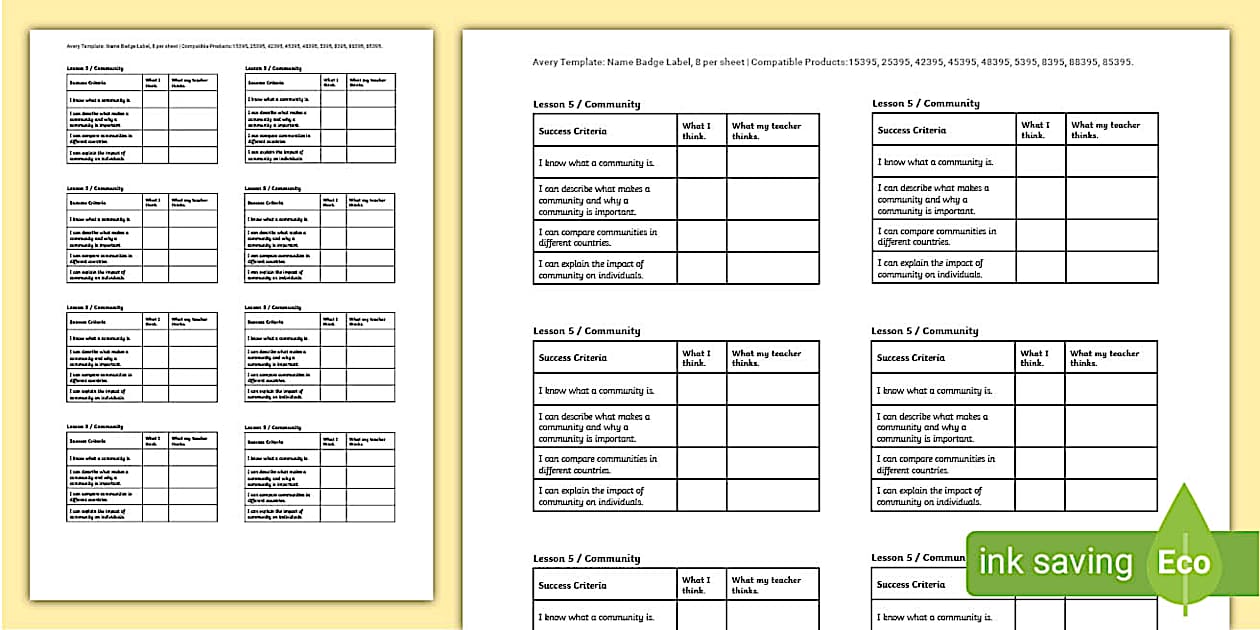Year 3 - Lesson 5 - Community - Success Criteria