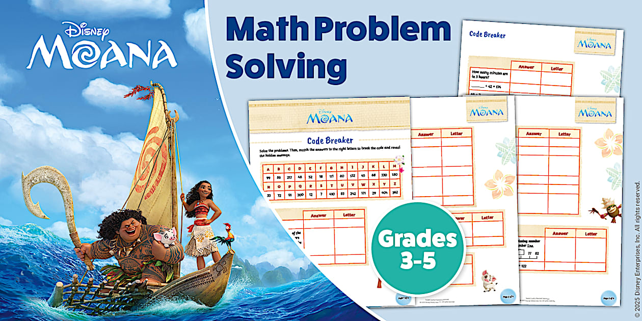 Moana: Math Codebreaker for 3rd-5th Grade