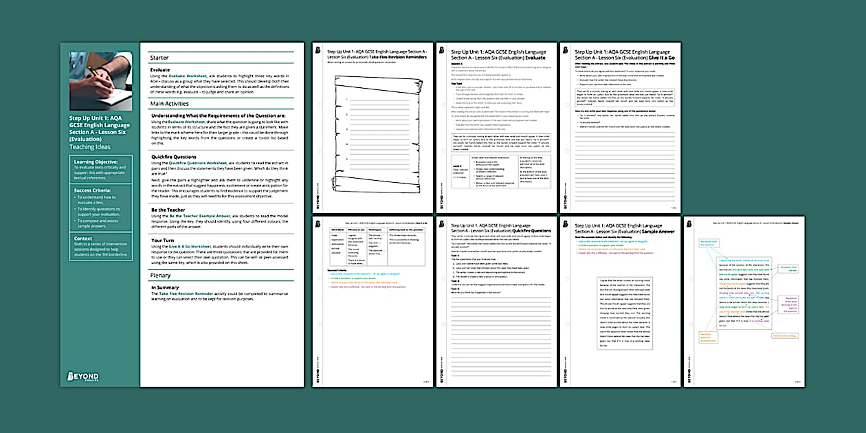 Editable AQA GCSE English Language Intervention Lesson 6