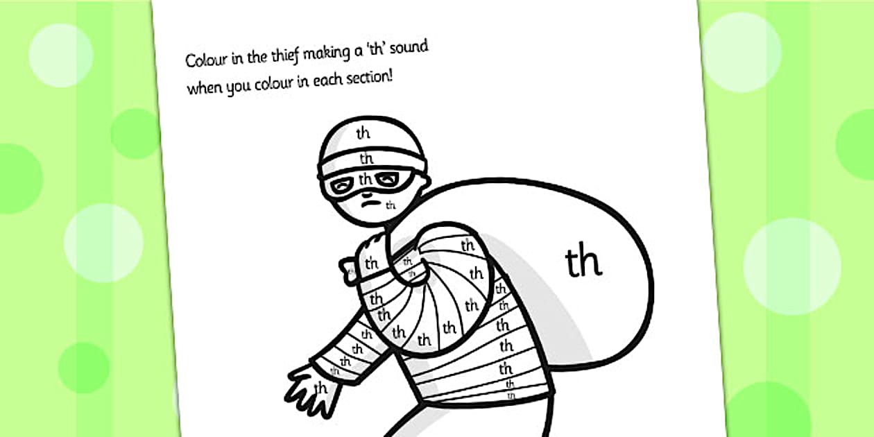 th Sound Production Coloring Sheet (Teacher-Made) - Twinkl