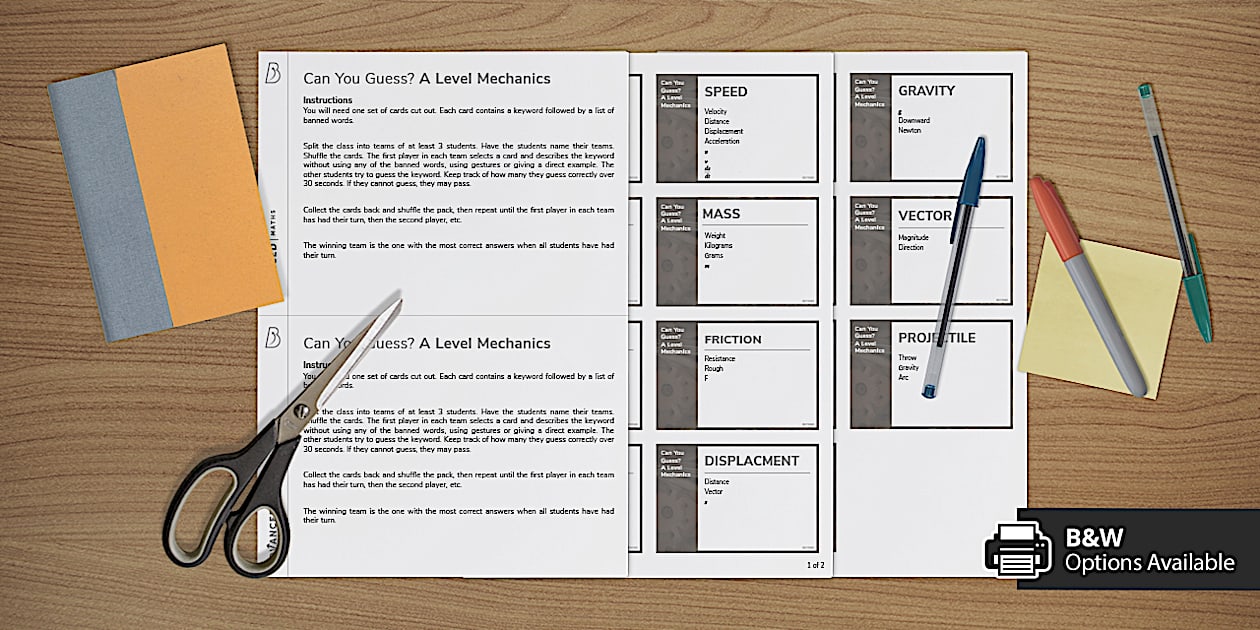 👉 Can You Guess? A Level Mechanics Vocabulary - Twinkl