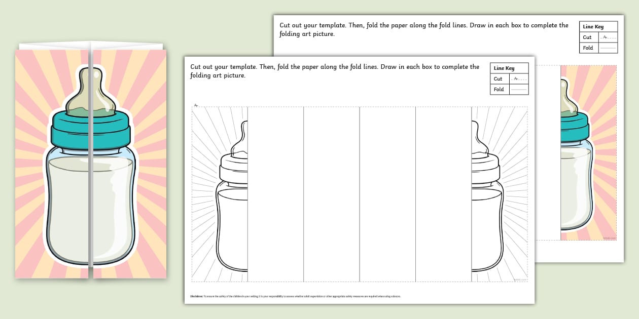 Baby Bottle Folding Art Template (teacher made) - Twinkl