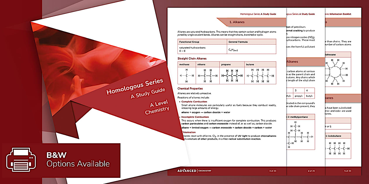 A Level Homologous Series Information Booklet (teacher made)