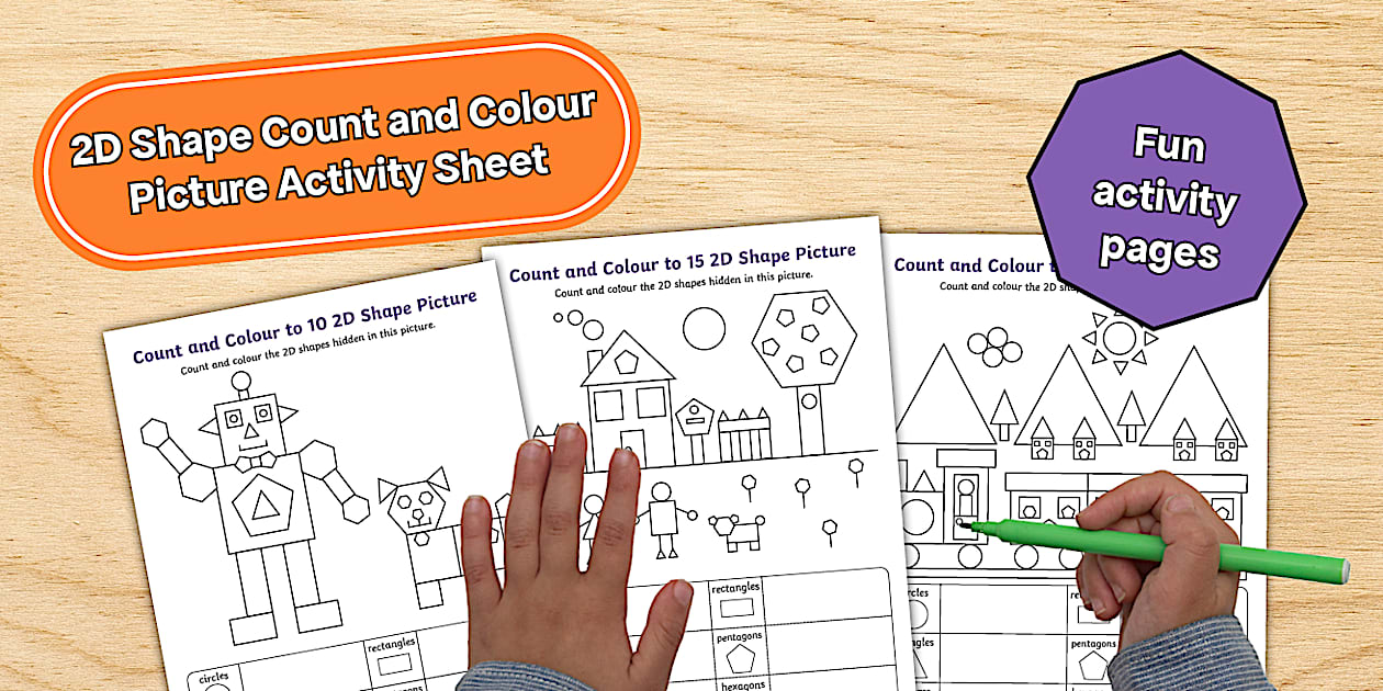 👉 2D Shape Count and Colour Activity Sheets