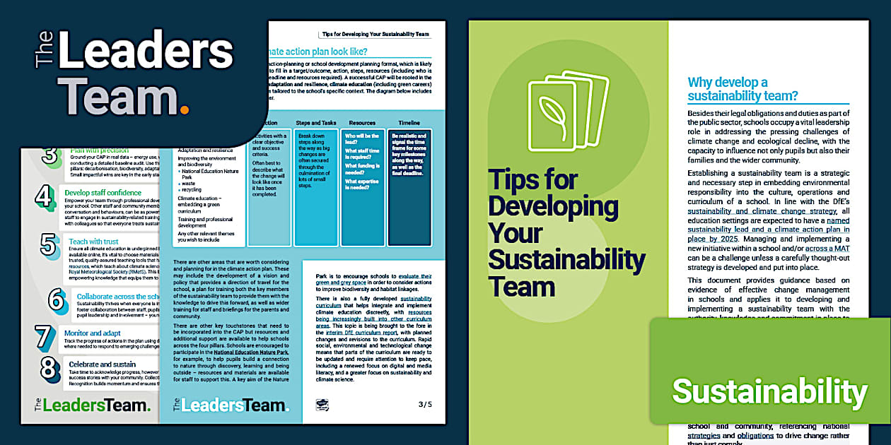 Sustainability Team Tips (teacher made) - Twinkl