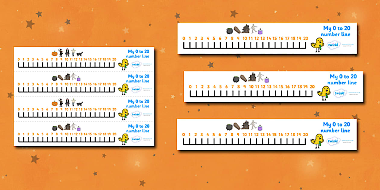 Number Line 0-20 (Halloween) (Teacher-Made) - Twinkl