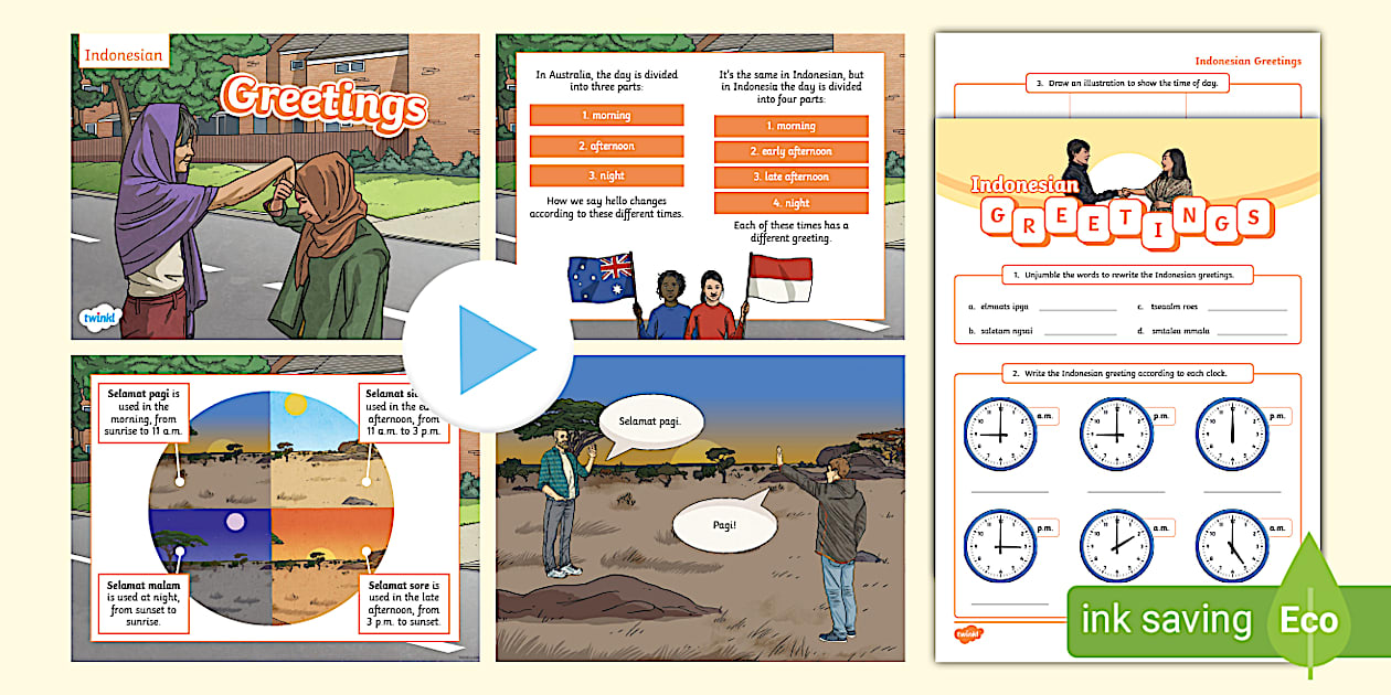 Years 5-6 Indonesian Lesson Pack: Greetings (teacher made)