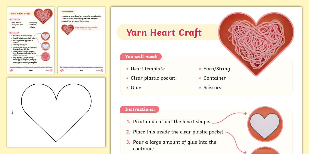 Yarn Heart Craft (teacher made) - Twinkl
