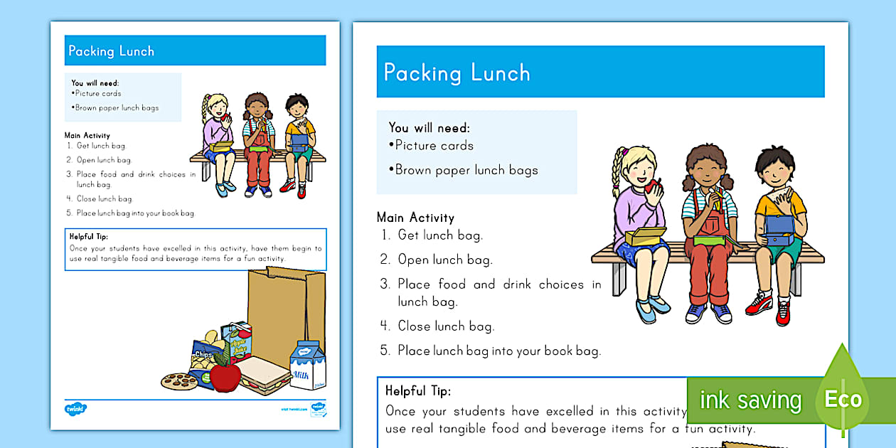 Packing Lunch Step-by-Step Instructions - Twinkl