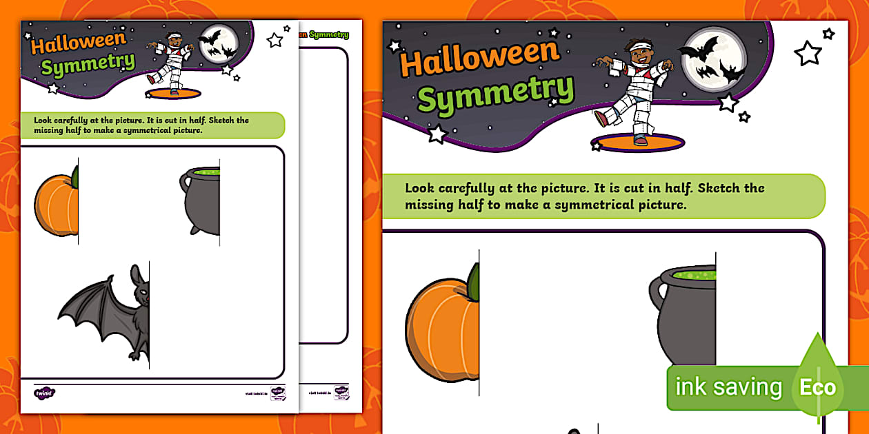 Halloween Symmetry Activity (teacher made) - Twinkl