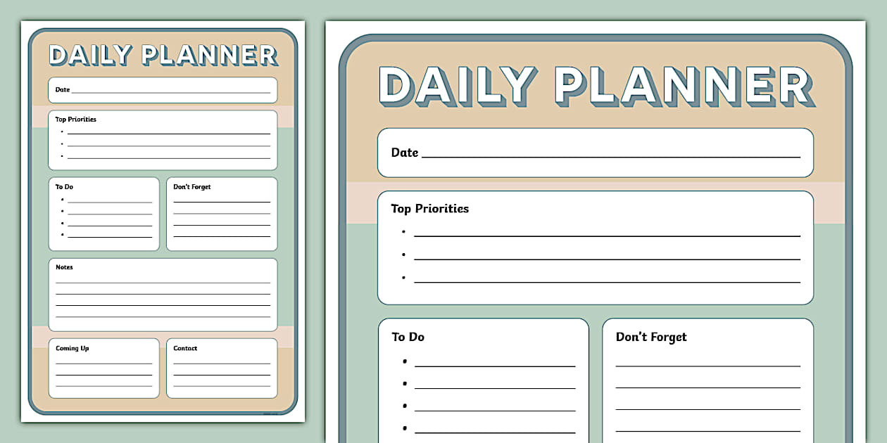 3D-Effect Themed Daily Planner (teacher made) - Twinkl