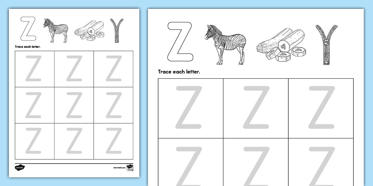 Uppercase Letter Z Tracing Worksheet (teacher made) - Twinkl
