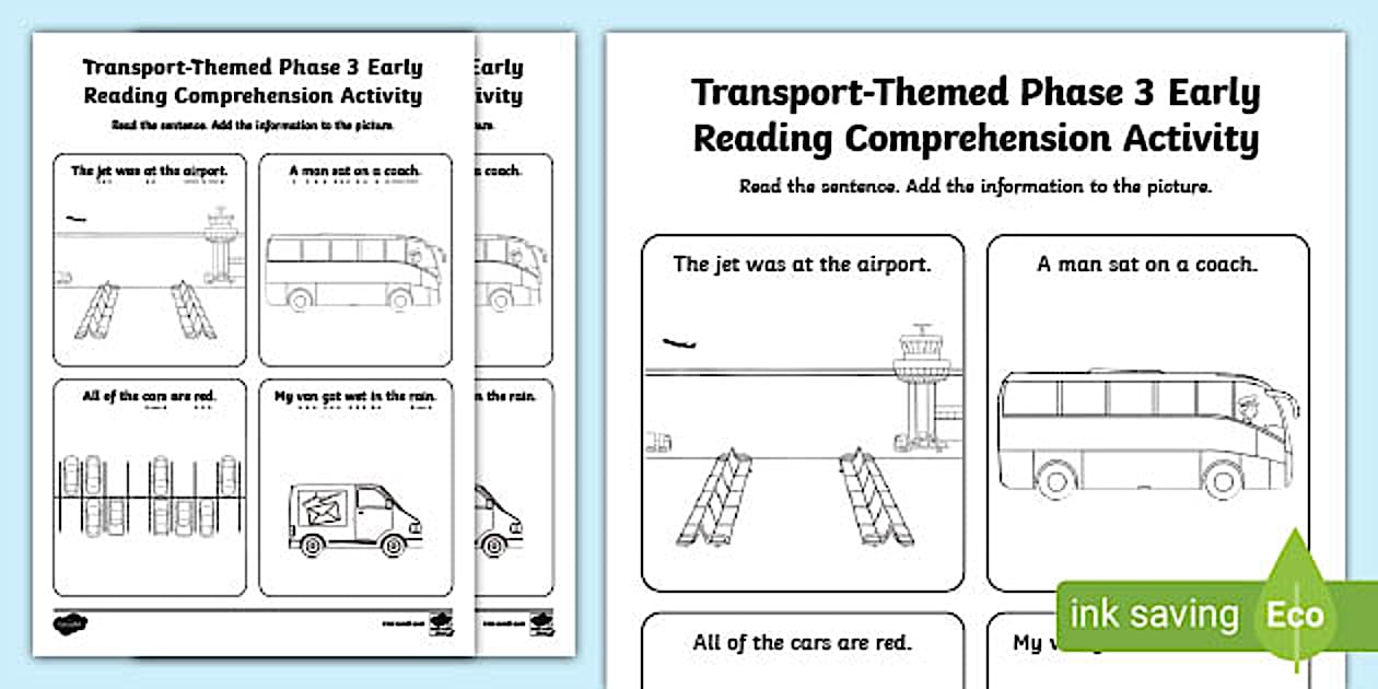 Transport-Themed Phase 3 EYFS Reading Comprehension Activity