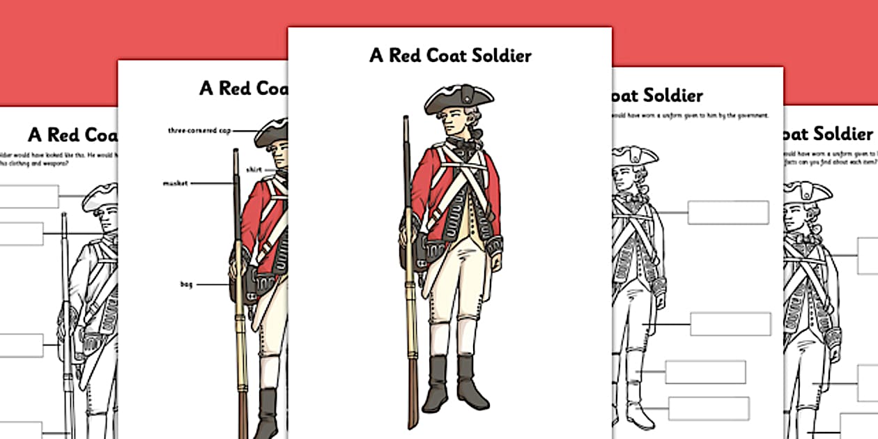 Black and White A Red Coat Soldier Poster and Differentiated Worksheets