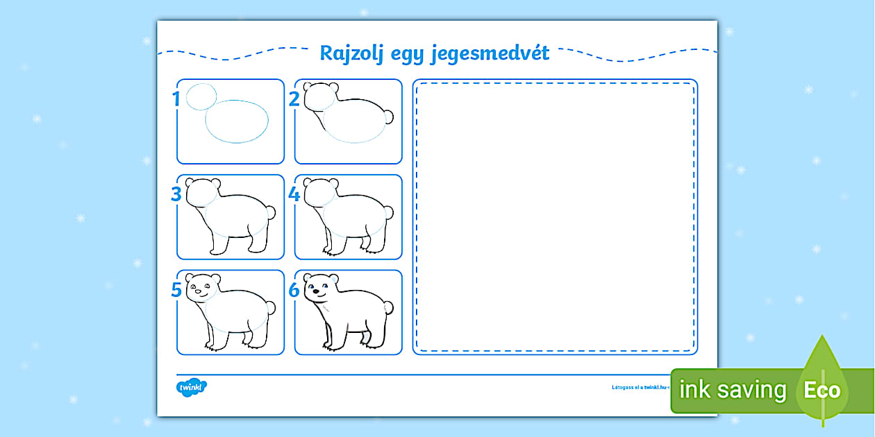 Jegesmedve Rajz Lépésről Lépésre - Kreatív Anyag Gyerekeknek