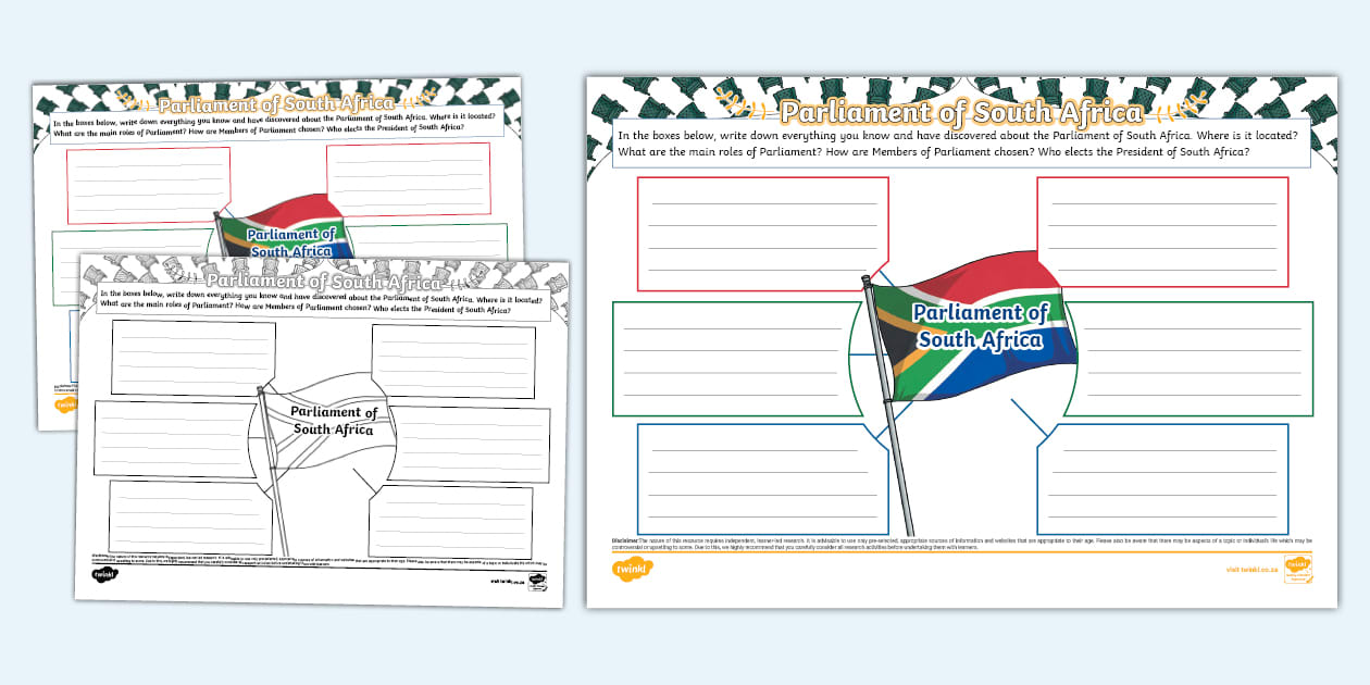Parliament of South Africa Mind Map (teacher made) - Twinkl