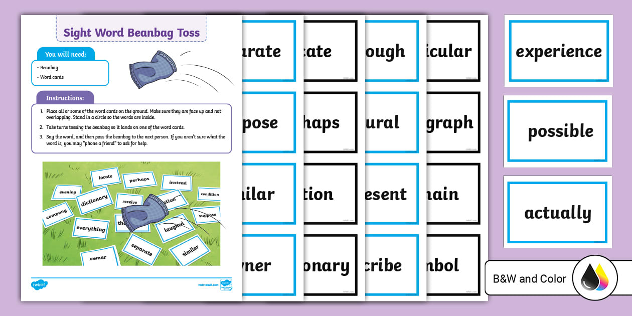 Sight Word Bean Bag Toss Game for 3rd-5th Grade - Twinkl