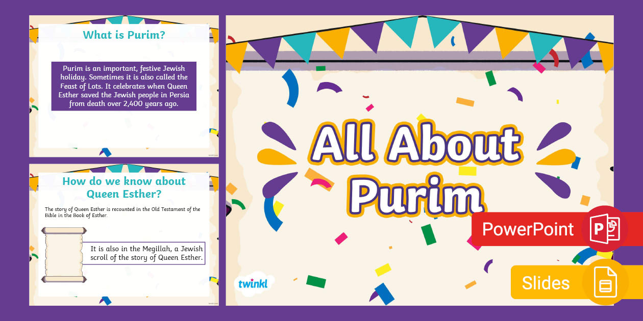 Purim PowerPoint & Google Slides for 3rd-5th Grade