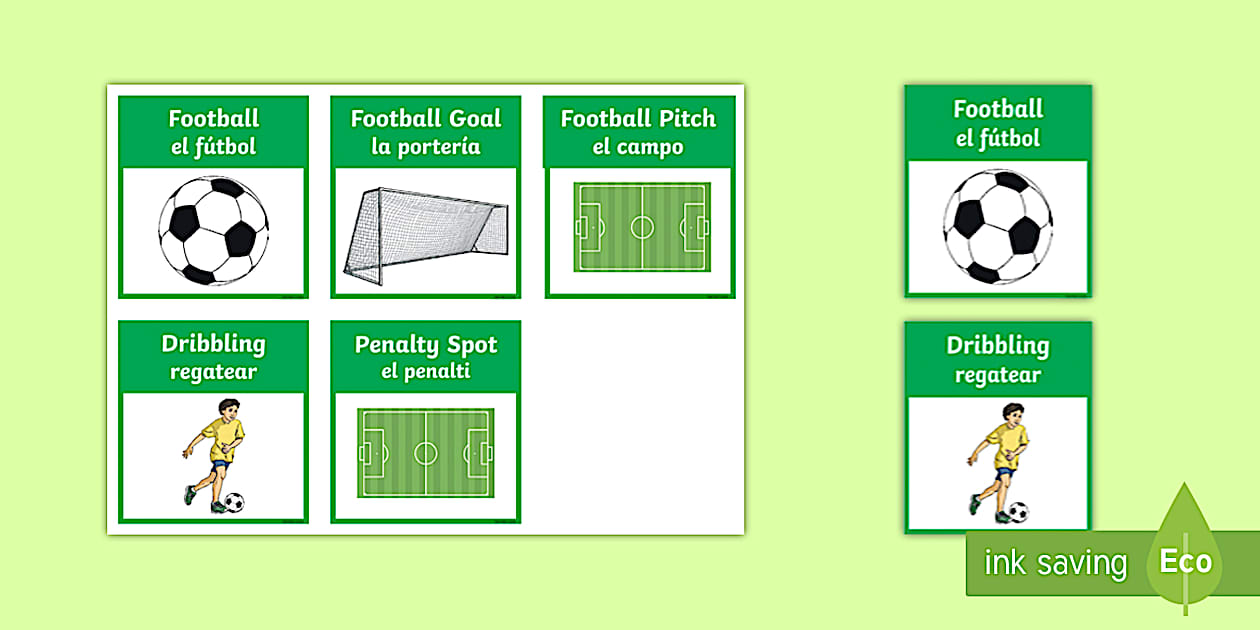 Black and White Football Flashcards English/Spanish - Twinkl