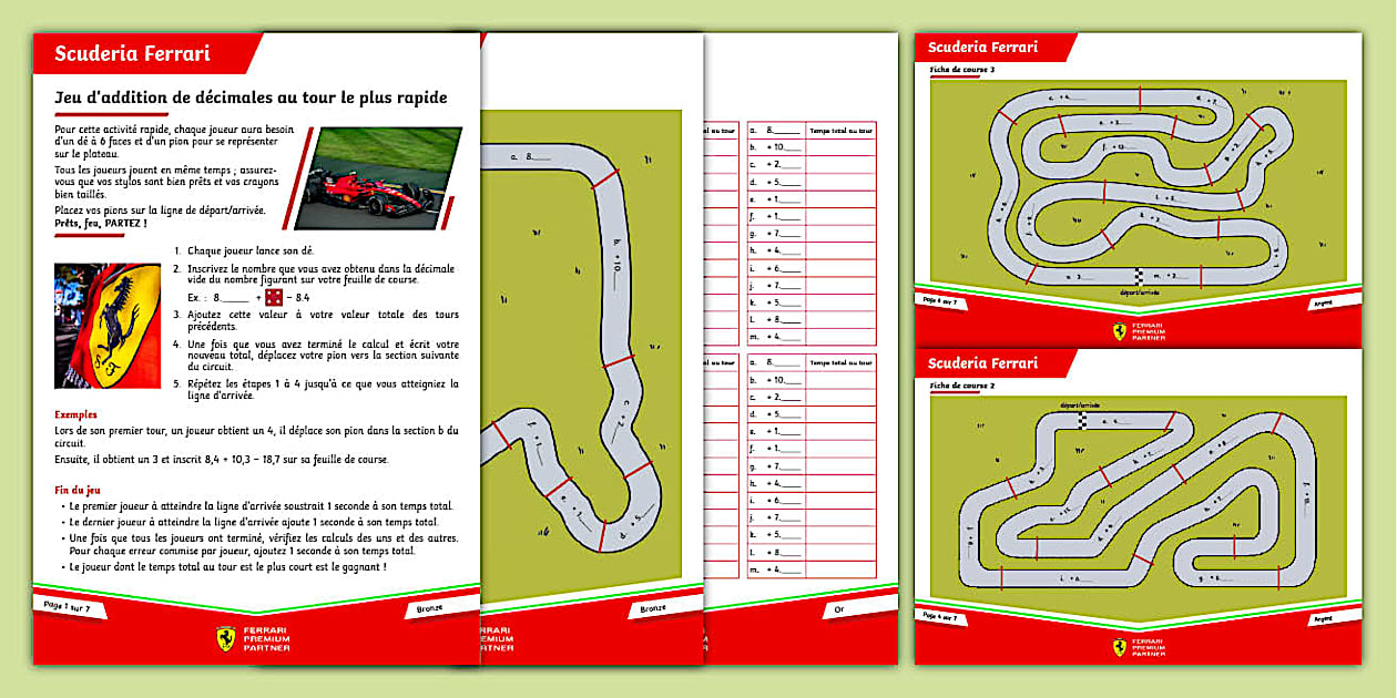 FREE! - Scuderia Ferrari F1 : Jeux pour additionner les décimales