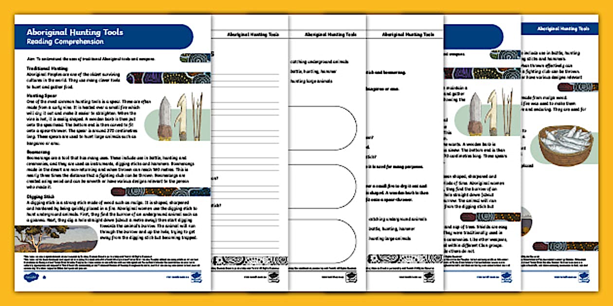 Aboriginal Hunting Tools Reading Comprehension - Twinkl