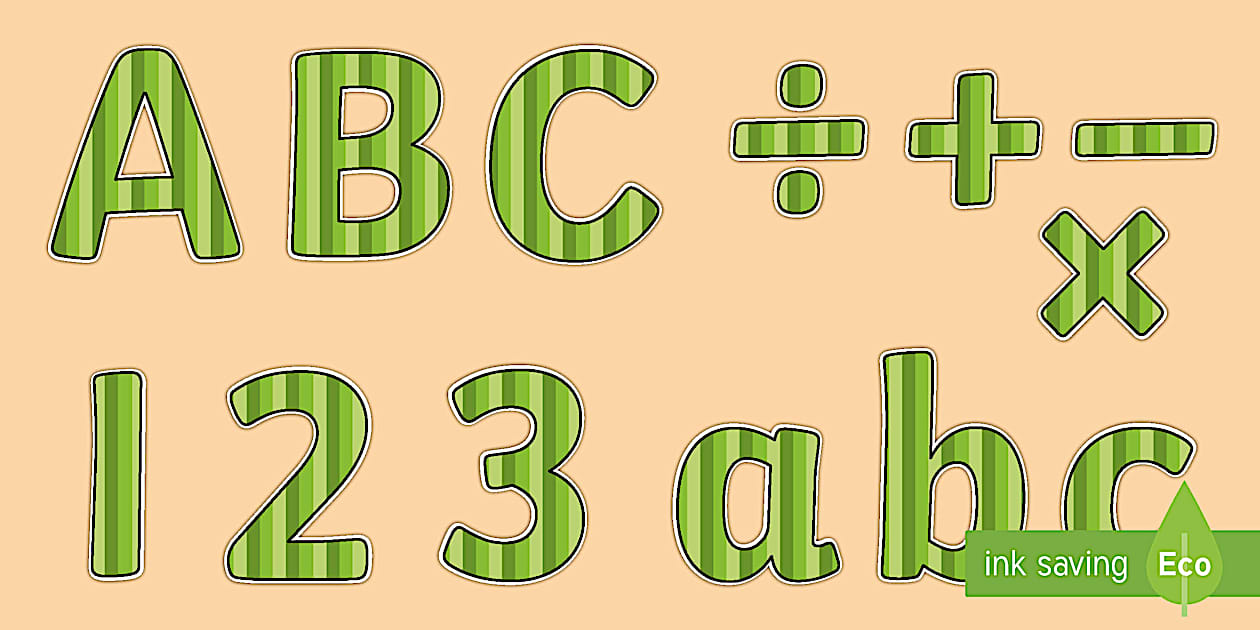 Green Striped Themed Display Lettering - Twinkl