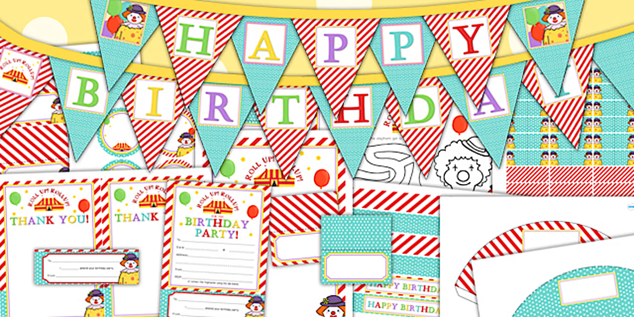 Circus Themed Birthday Party Pack