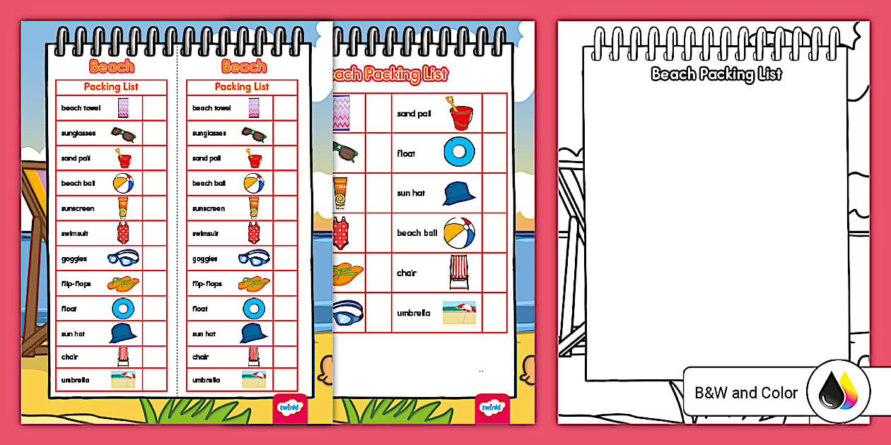 Beach Dramatic Play Packing List (teacher made) - Twinkl