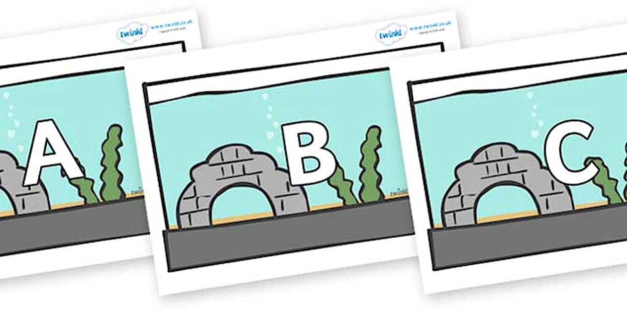 Cursive A-Z Alphabet on Fish Tanks (teacher made) - Twinkl