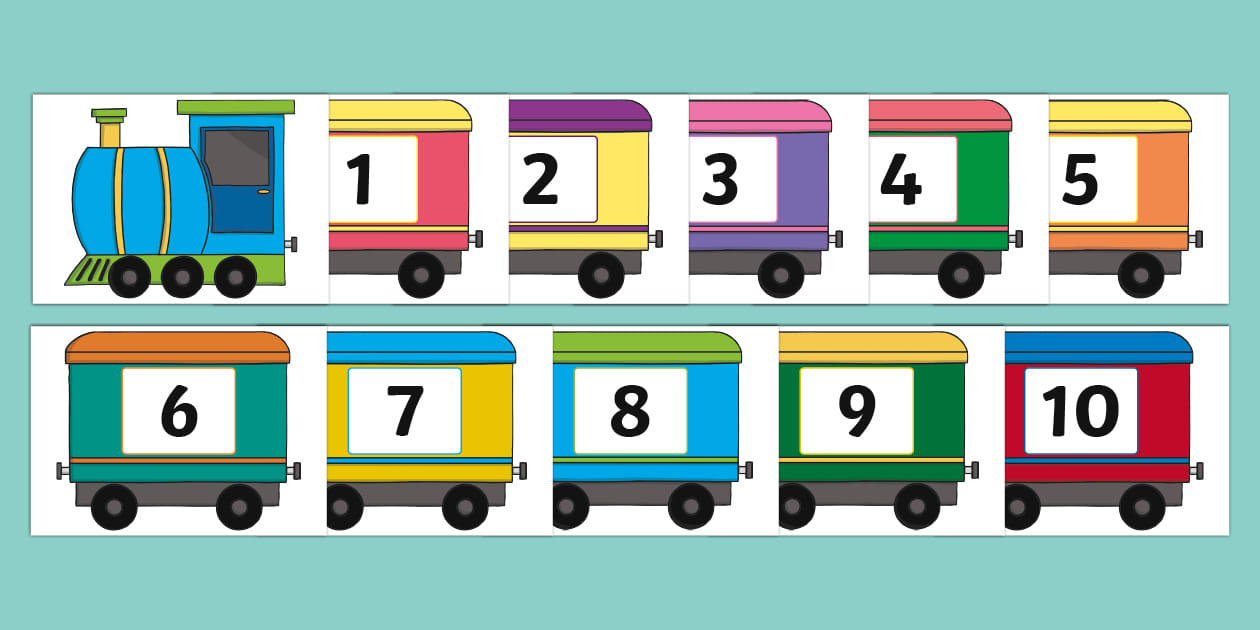 Numbers 1- 10 Train Display (teacher made) - Twinkl