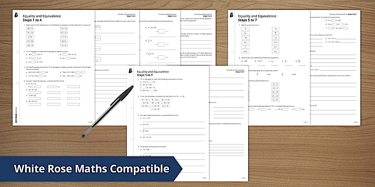👉 Equality and Equivalence - Homework Bundle - Twinkl