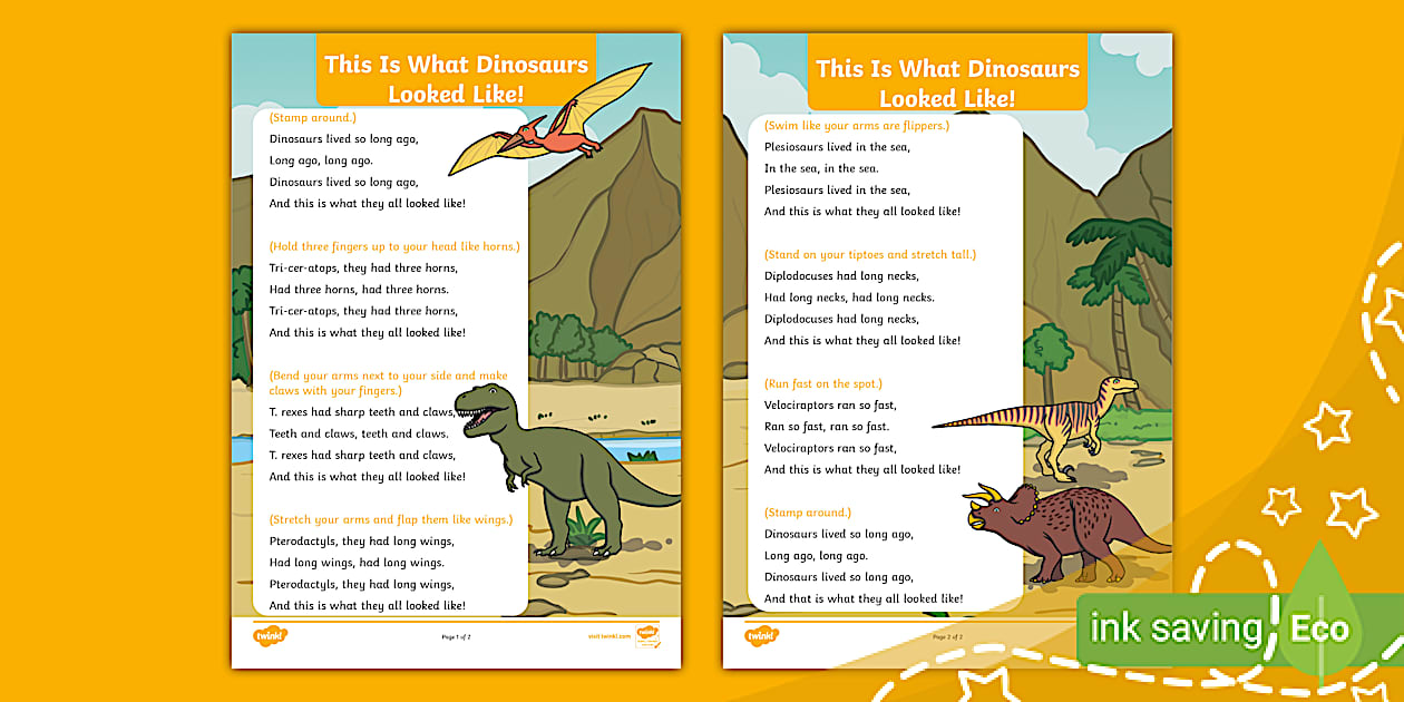 This Is What Dinosaurs Looked Like! Song Lyrics - Twinkl