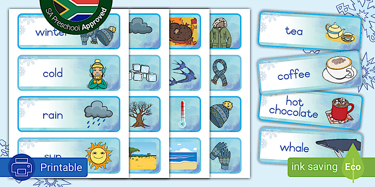 Winter Word Cards (teacher made) - Twinkl