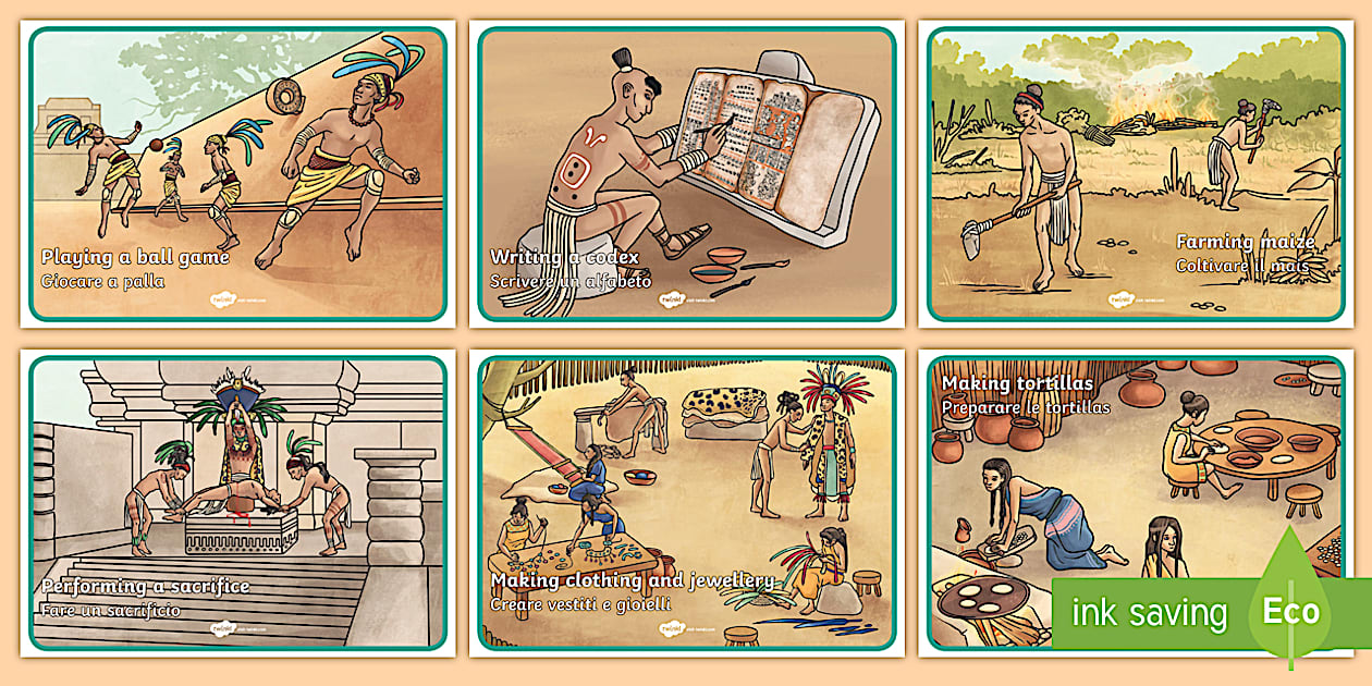 Maya Civilisation Display Posters English/Italian - Twinkl