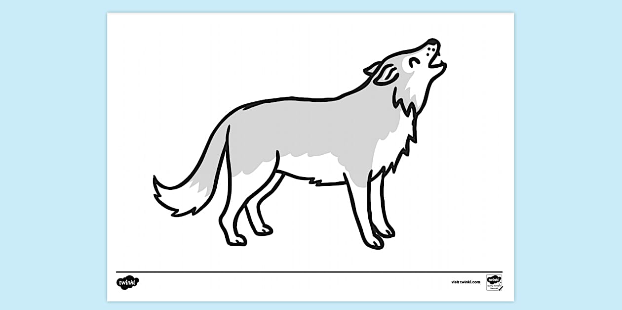 Howling Wolf Colouring Page | Colouring Sheets - Twinkl