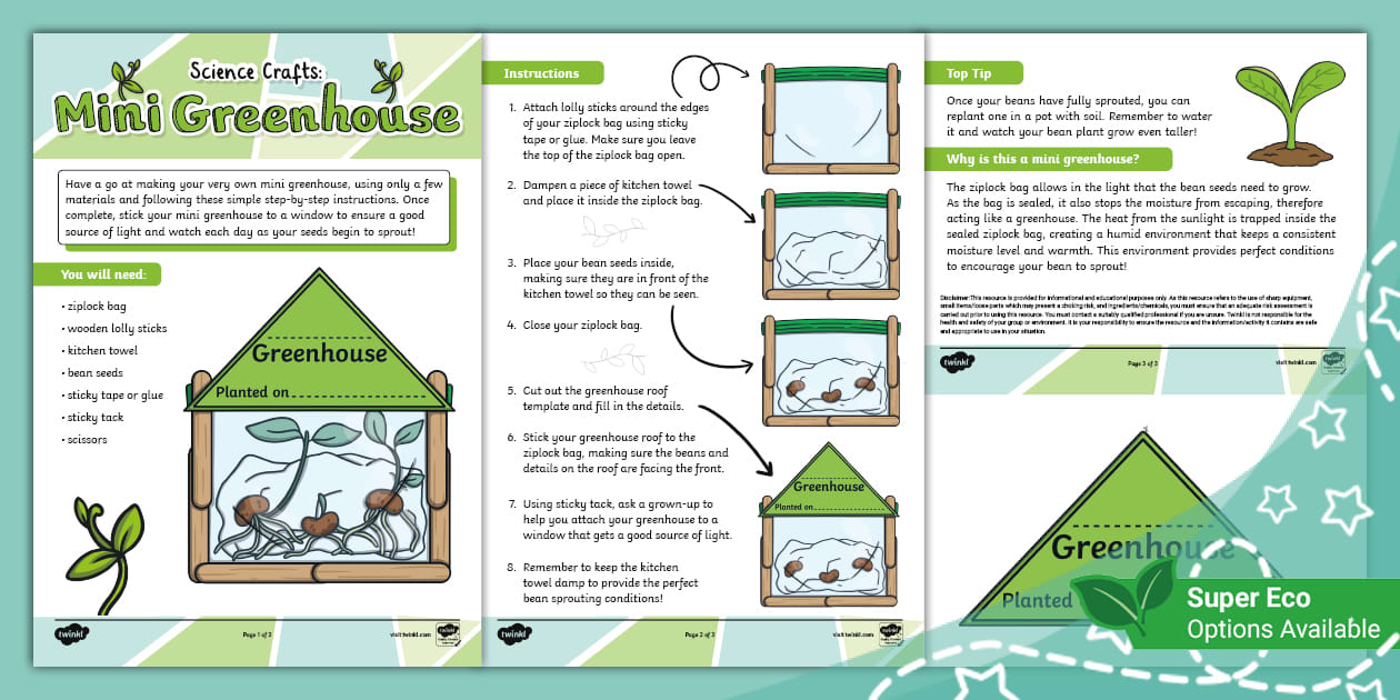 Science Crafts: Mini Greenhouse (Ages 5 - 7)