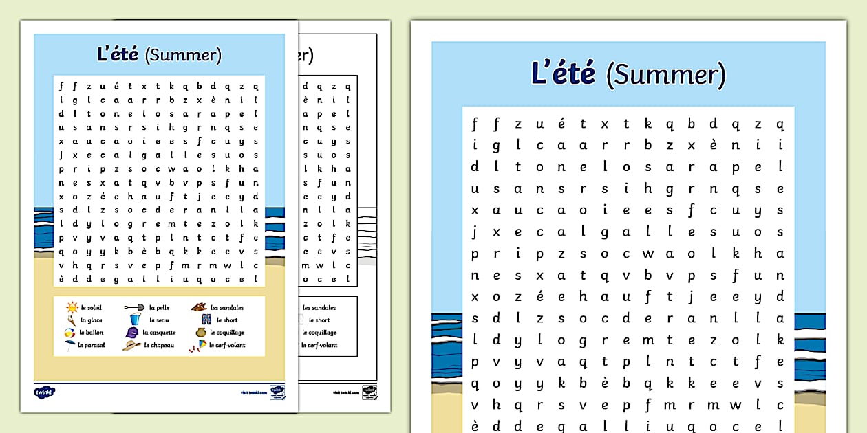 👉 French Summer Word Search (profesor hizo) - Twinkl