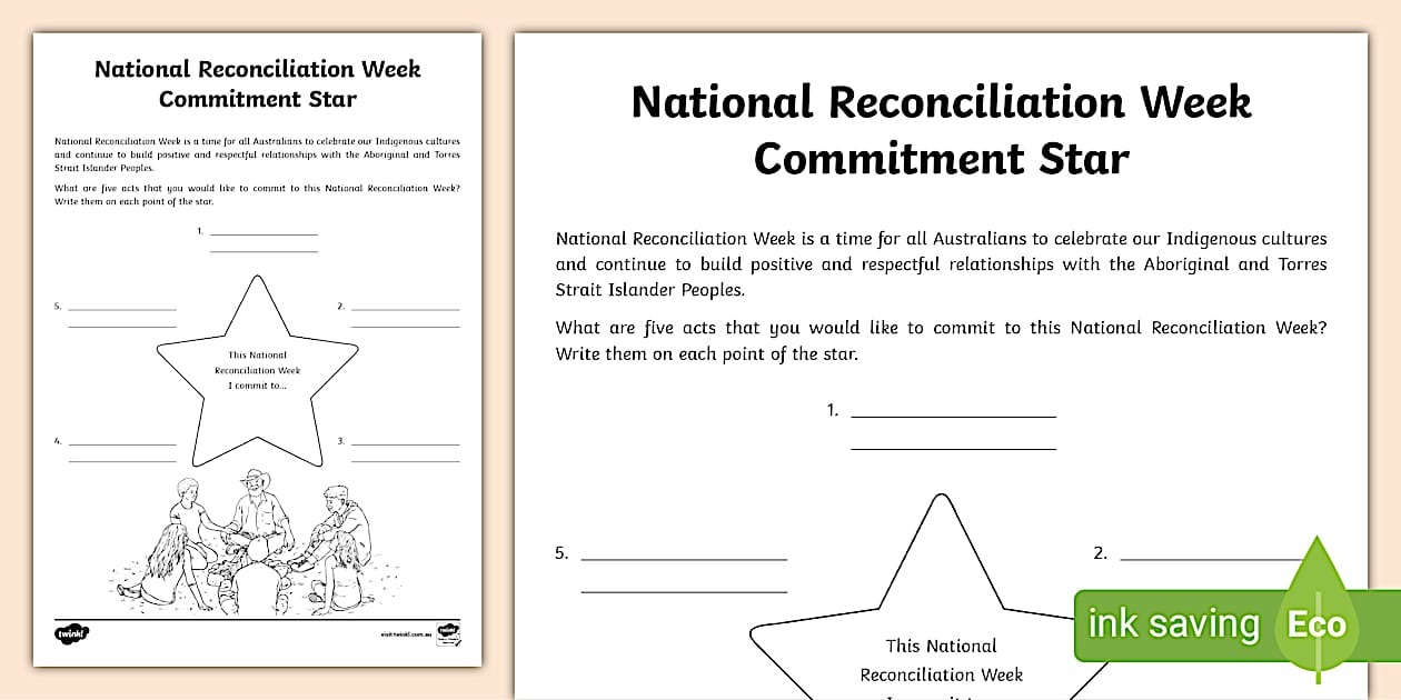 SA Reconciliation Week Commitment Worksheet (teacher made)