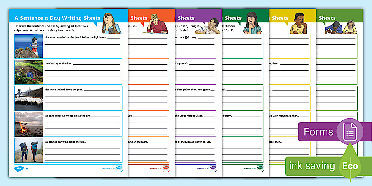 Level 3 Sentence A Day Differentiated Writing Sheets (Set 2)