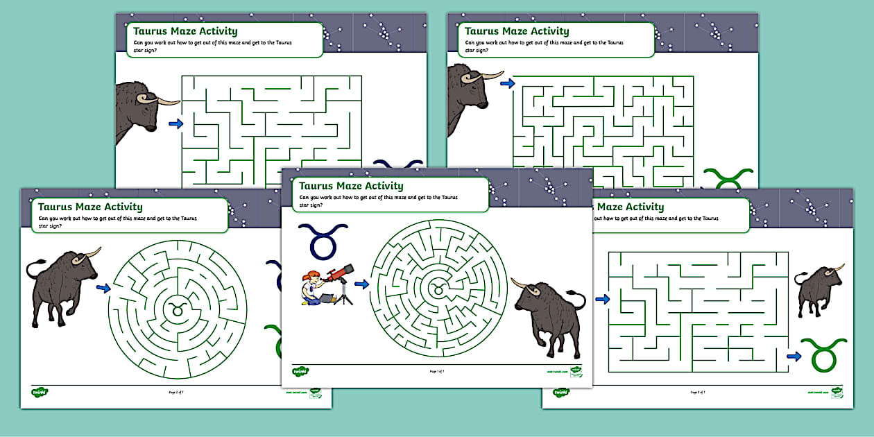 Taurus Maze Activity Worksheets | Twinkl Taurus Star Sign